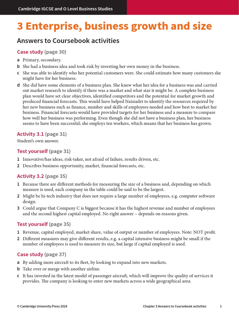 IGCSE-OL - Bus - CH - 3 - Answers To CB Activities | PDF | Loans ...