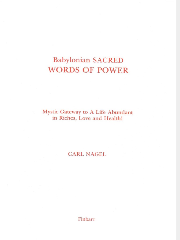 Nagel Carl Babylonian Sacred Words of Power | PDF
