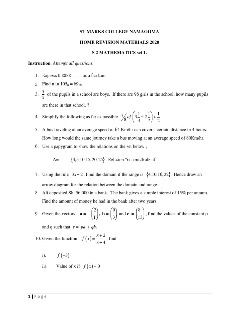 S 2 Mathematics | PDF | Speed | Physics
