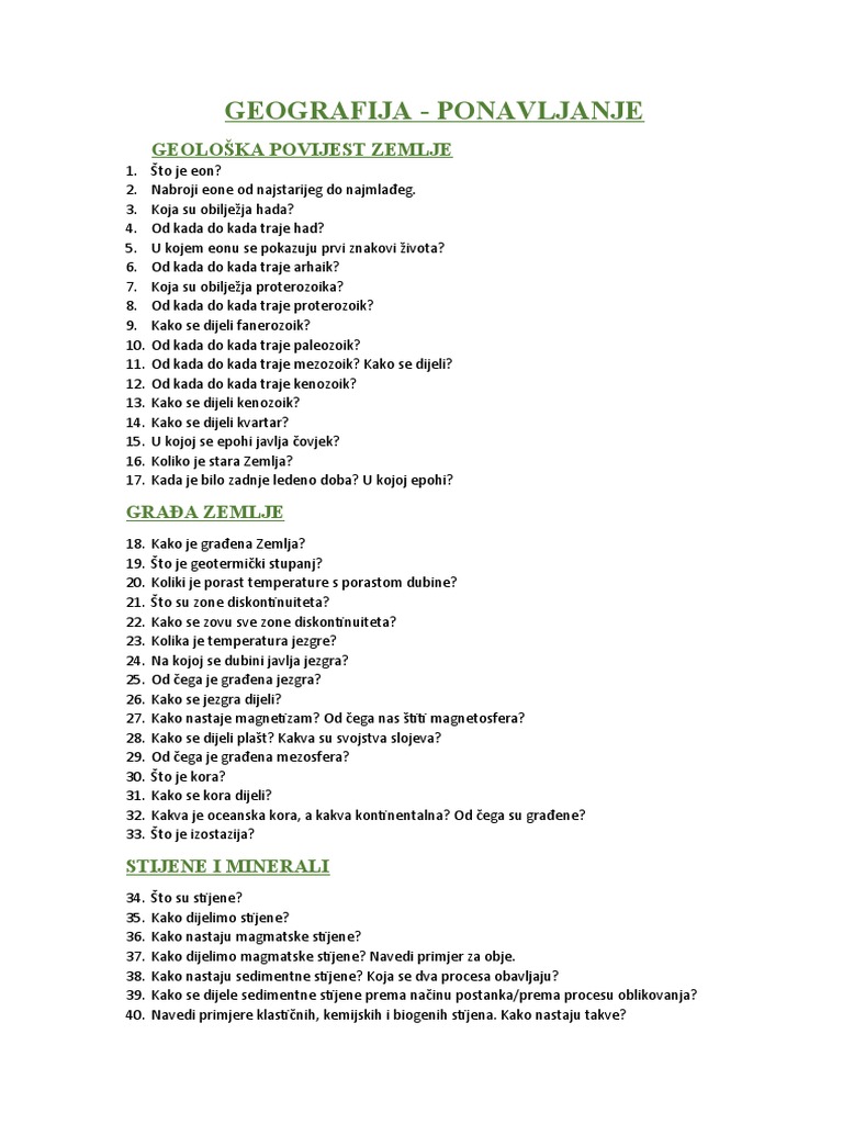 Geografska Povijest Zemlje - Ponavljanje Gradiva Iz Geografije, 1 ...