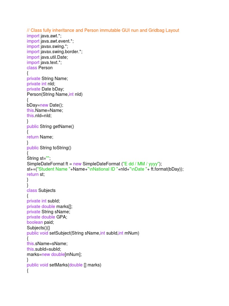 Class Fully Inheritance And Person Immutable Gui Nun And Grid Layout Pdf Computer 3114