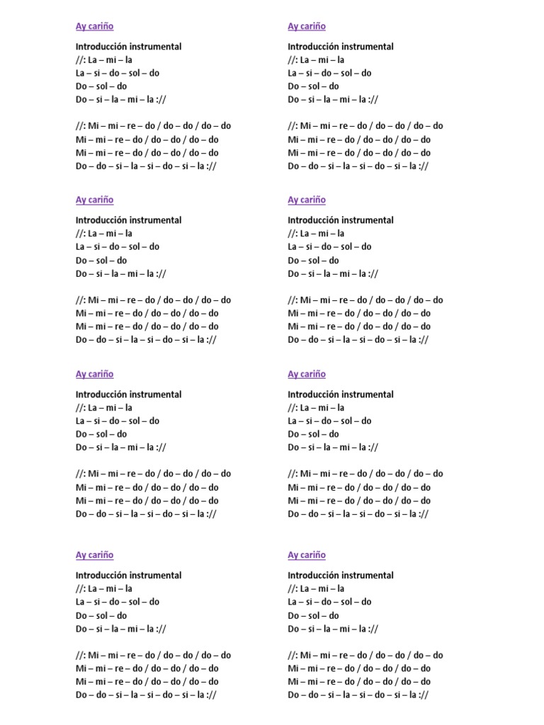Acordes y letra de "Ay cariño" | PDF | Teoría musical | Elementos de la ...