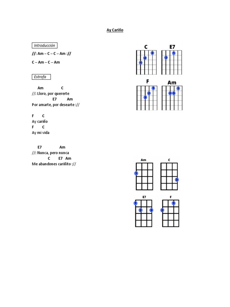 Guía de Acordes Ay Cariño | PDF