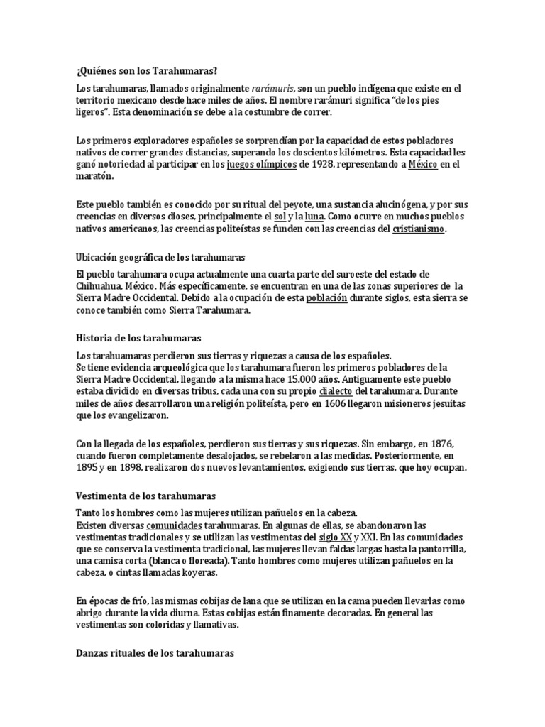 Quiénes Son Los Tarahumaras | PDF | Ciencias sociales