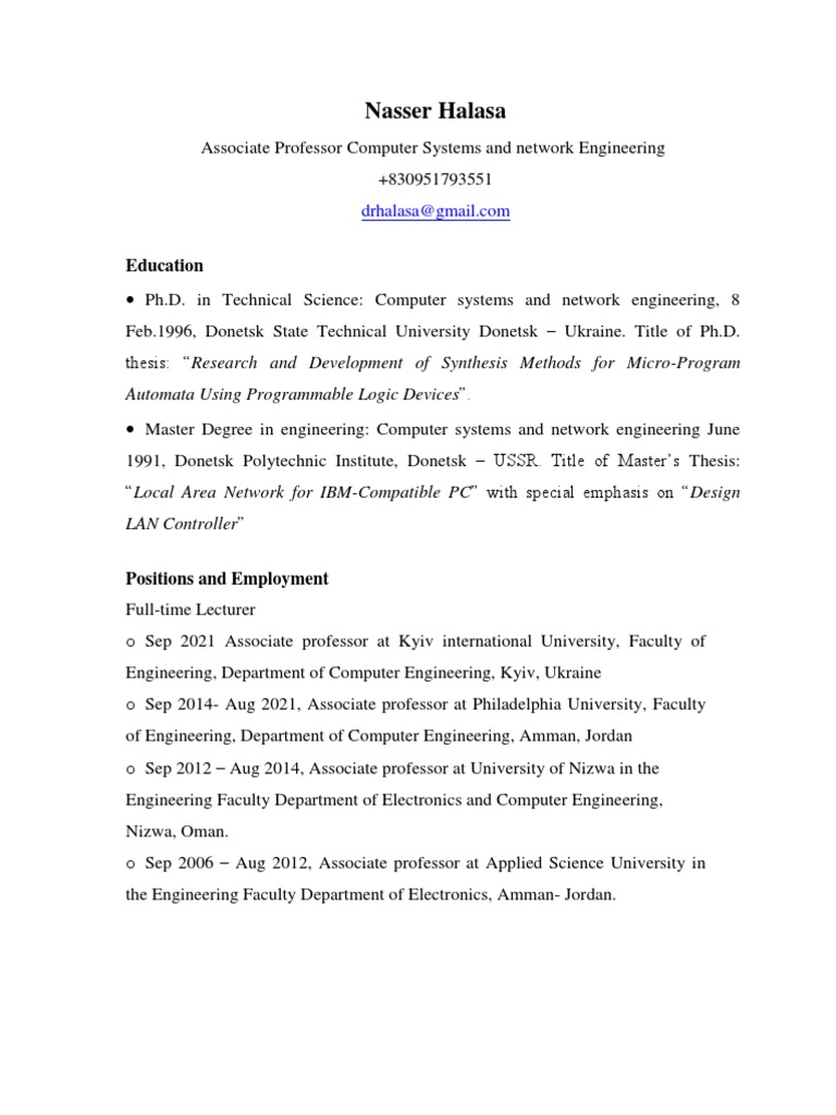 DR Nasser Halasa CV - Uk | PDF | Field Programmable Gate Array ...