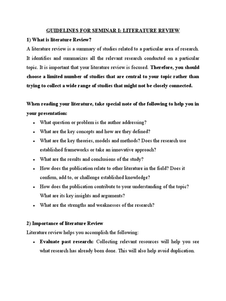 Literature Review Tips For Seminar I Presentation | PDF | Theory ...