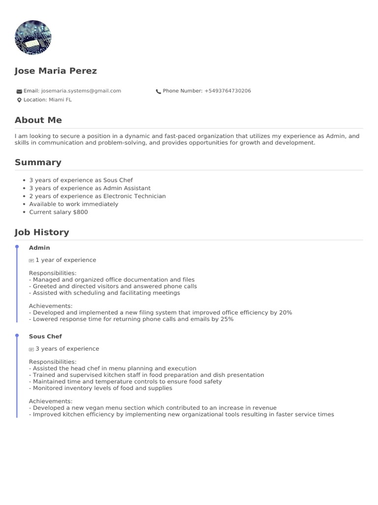CV - Jose Maria Perez - 7844113 - GrabJobs | PDF | Reliability ...