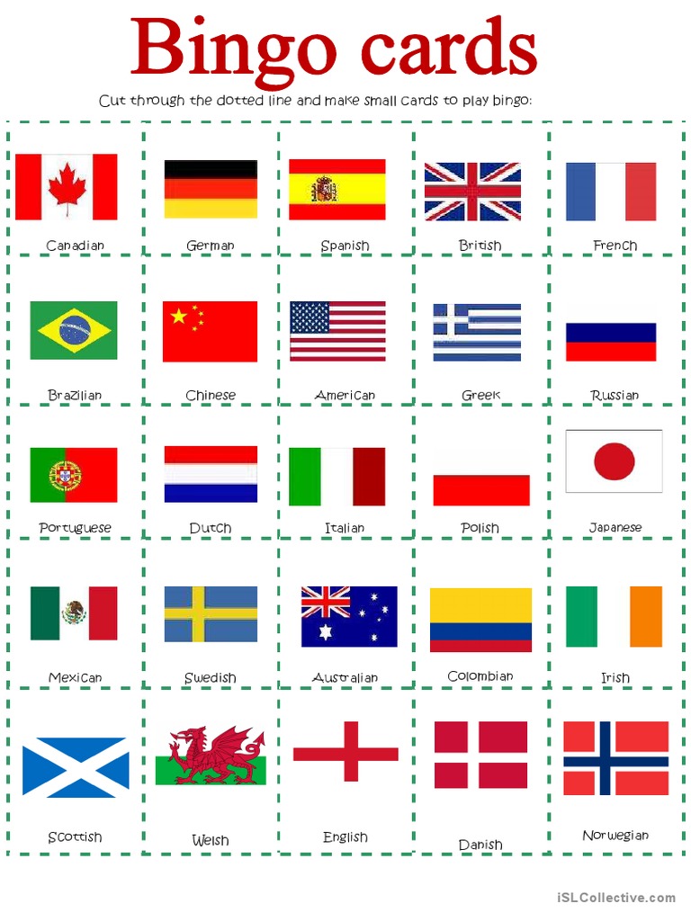 Countries and Nationalities Bingo Cards | PDF