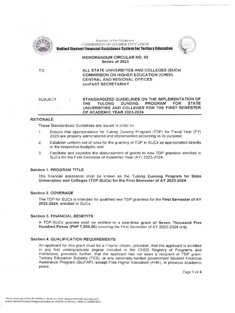 Tulong Dunong Program Guidelines 2023-2024 | PDF | Justice | Crime ...