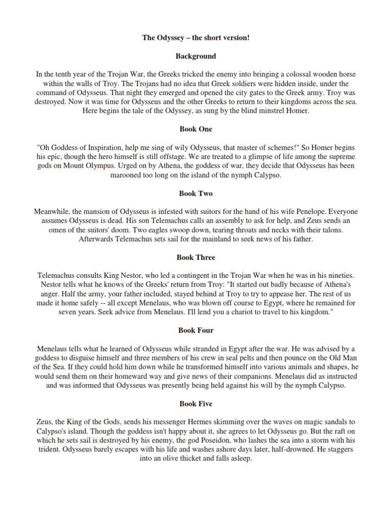 The Odyssey The Short Version | PDF | Odyssey | Odysseus