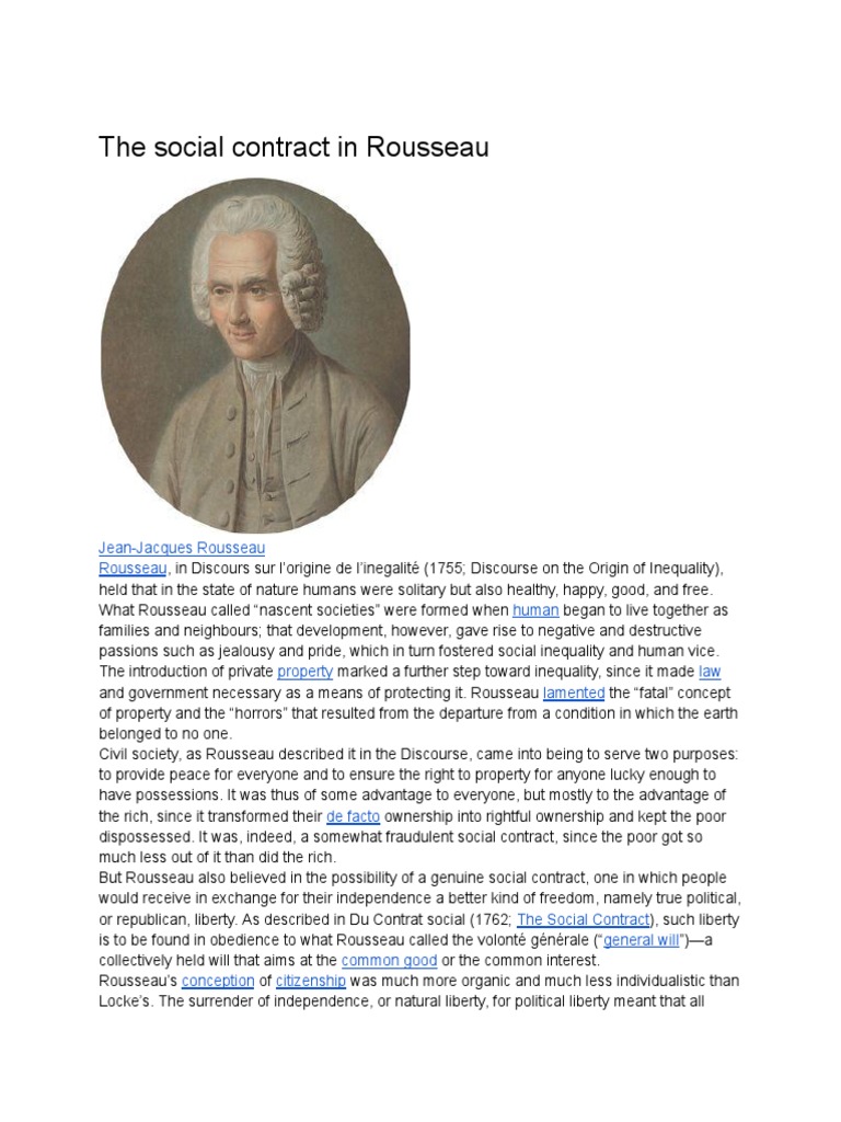 The Social Contract in Rousseau | PDF | Market (Economics) | Market Failure