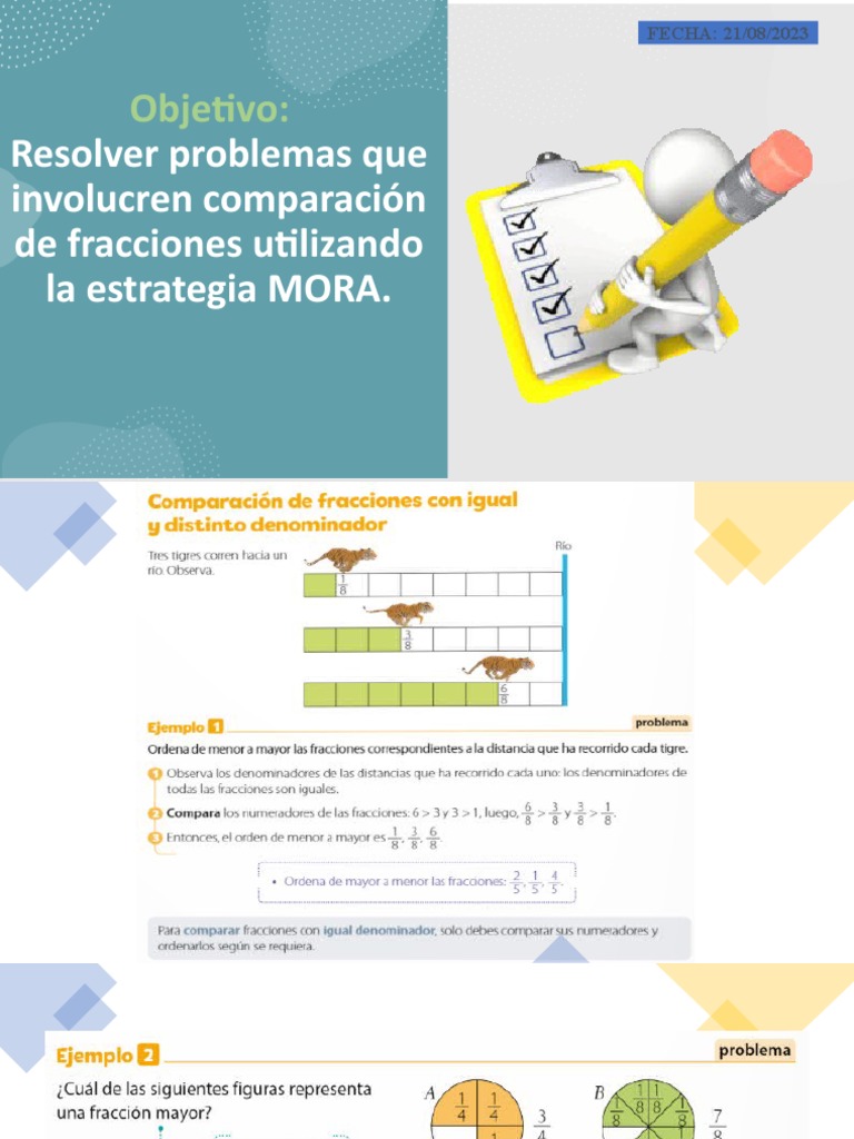 Estrategia MORA Comparación de Fracciones | PDF