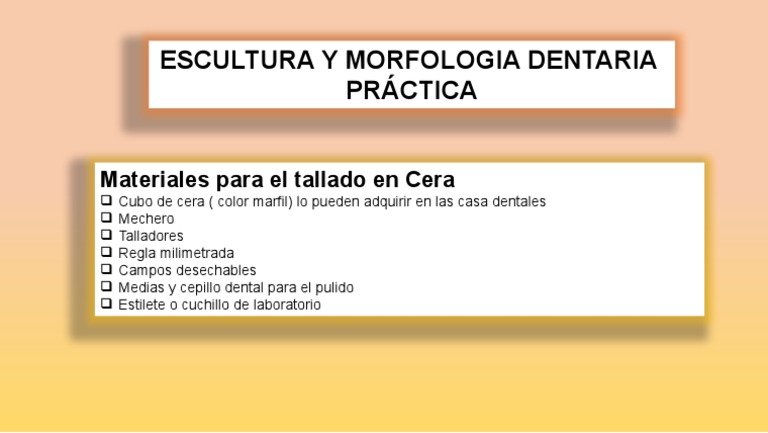 Materiales para El Tallado en Cera Anatomía Dentaria | PDF