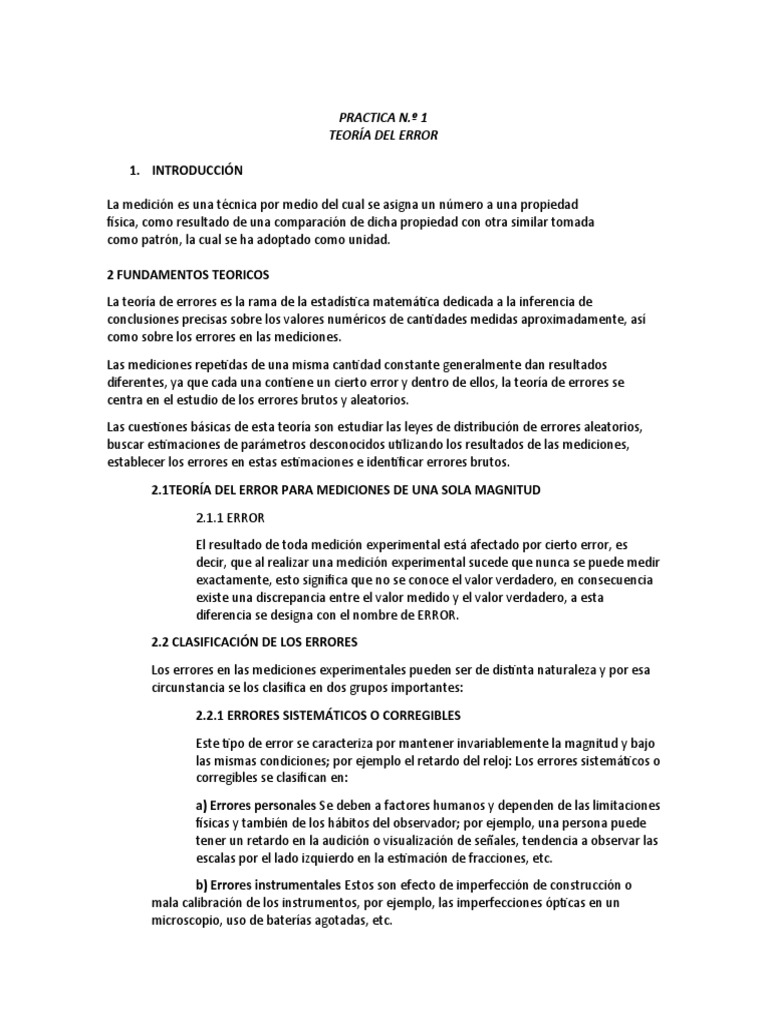 Teoria Del Error | PDF | Medición | Hora