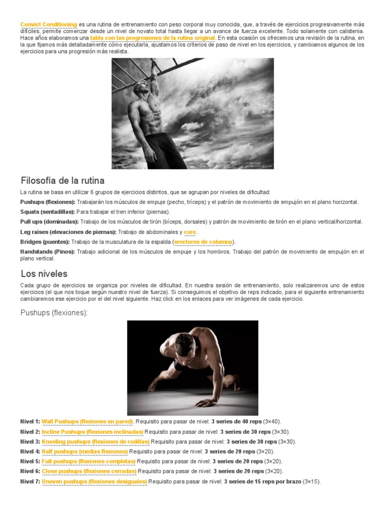 Calistenia - Convict Conditioning REVISADO. Rutina Progresiva Con Peso Corporal. - Mas Fuerte ...