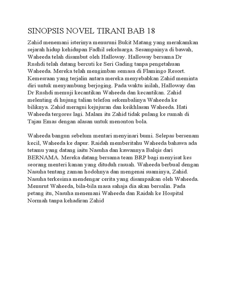 Sinopsis Novel Tirani Bab 18 | PDF