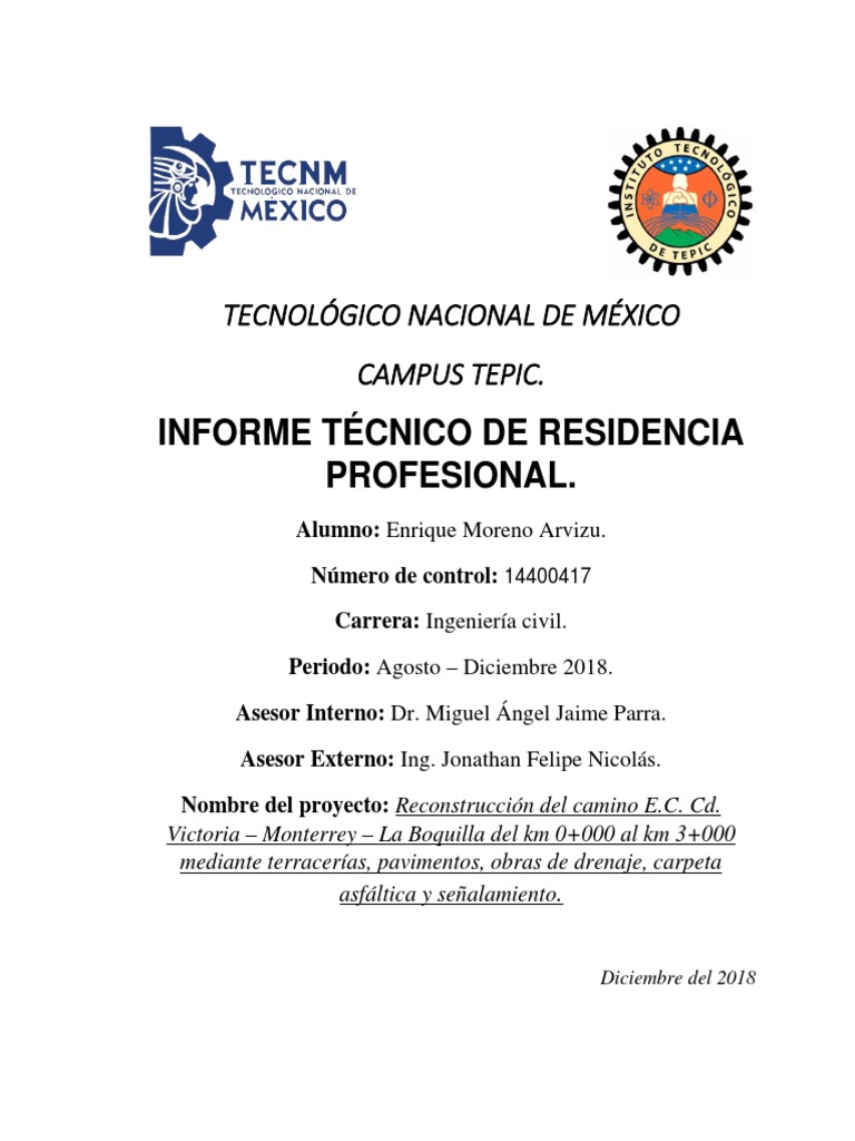Informe Tecnico de Residencia - Revision Itt - 3.1 | PDF | Ingeniero ... Informe Tecnico de Residencia - Revision Itt - 3.1 | PDF | Ingeniero ...