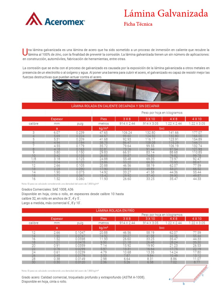 Hoja T Cnica L Mina Galvanizada | PDF | Metalurgia | Metalurgia