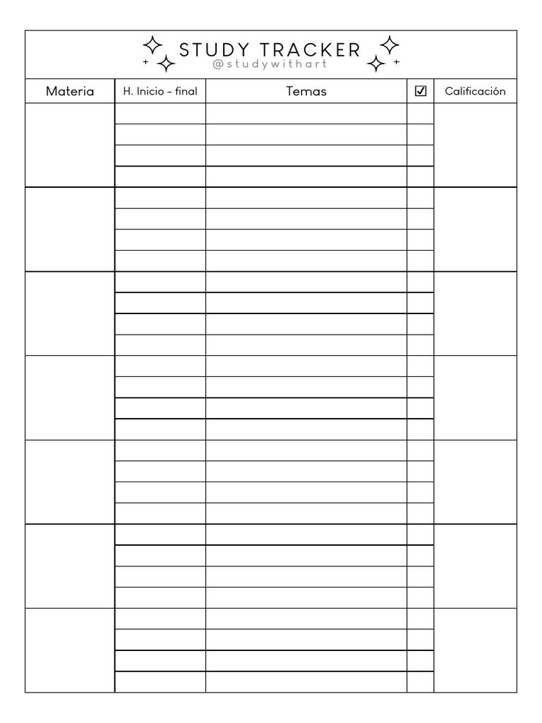 Imprimible - Study Tracker | PDF