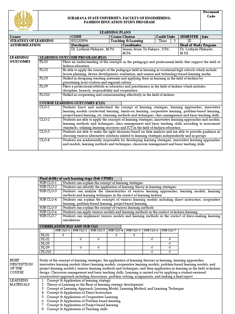 Contoh Workload Strategi Pembelajaran (1) | PDF | Project Based ...