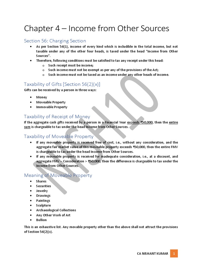 Chapter 4 - Income From Other Sources | PDF | Dividend | Capital Gains Tax