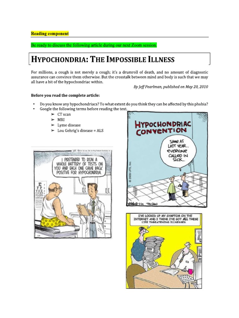 Health - Hypochondria - Vocabulary HEALTH | PDF