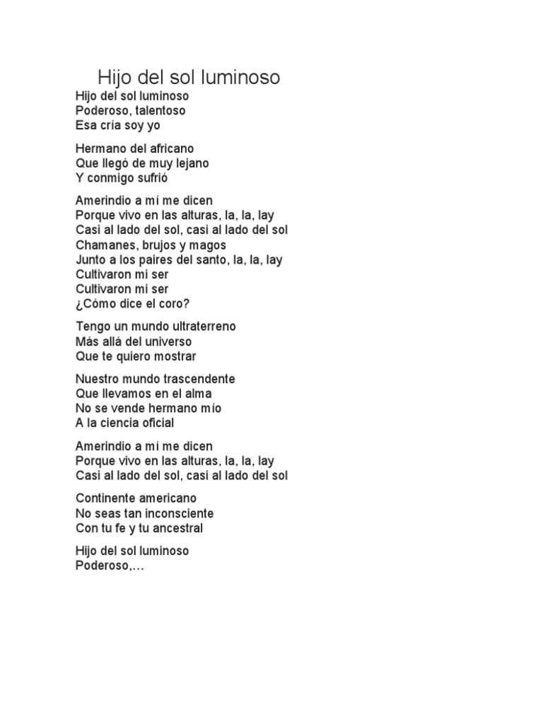 Hijo Del Sol Luminoso | PDF