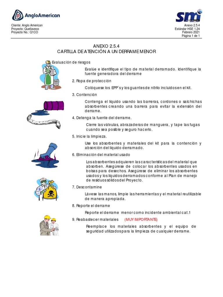 Plan de Contingencia - Cartilla de Kit Antiderrame | PDF