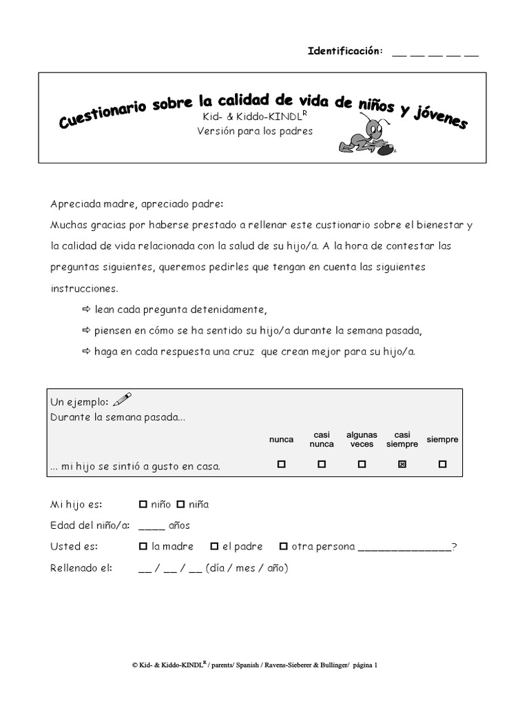 Kid-Kiddo KINDL Cuestionario para Padres | PDF