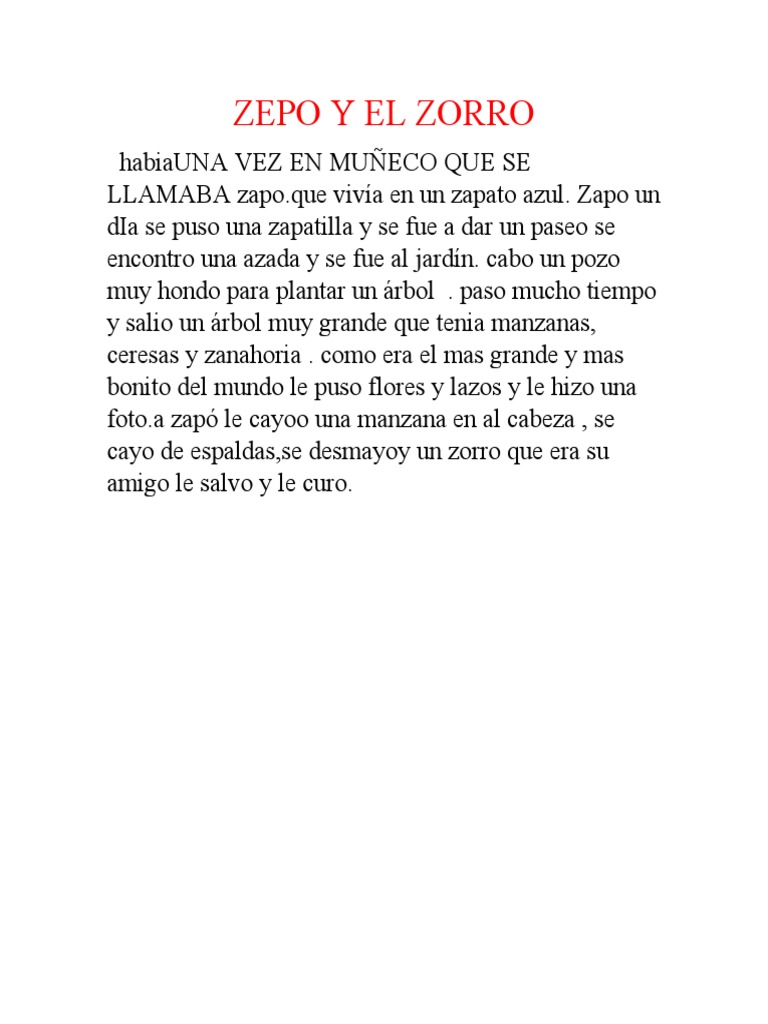 El cuento de Zepo y el Zorro | PDF