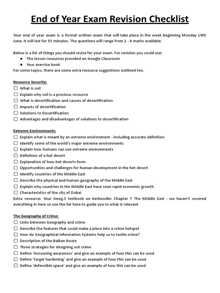 Revision Checklist | PDF | Geography | Wildfire