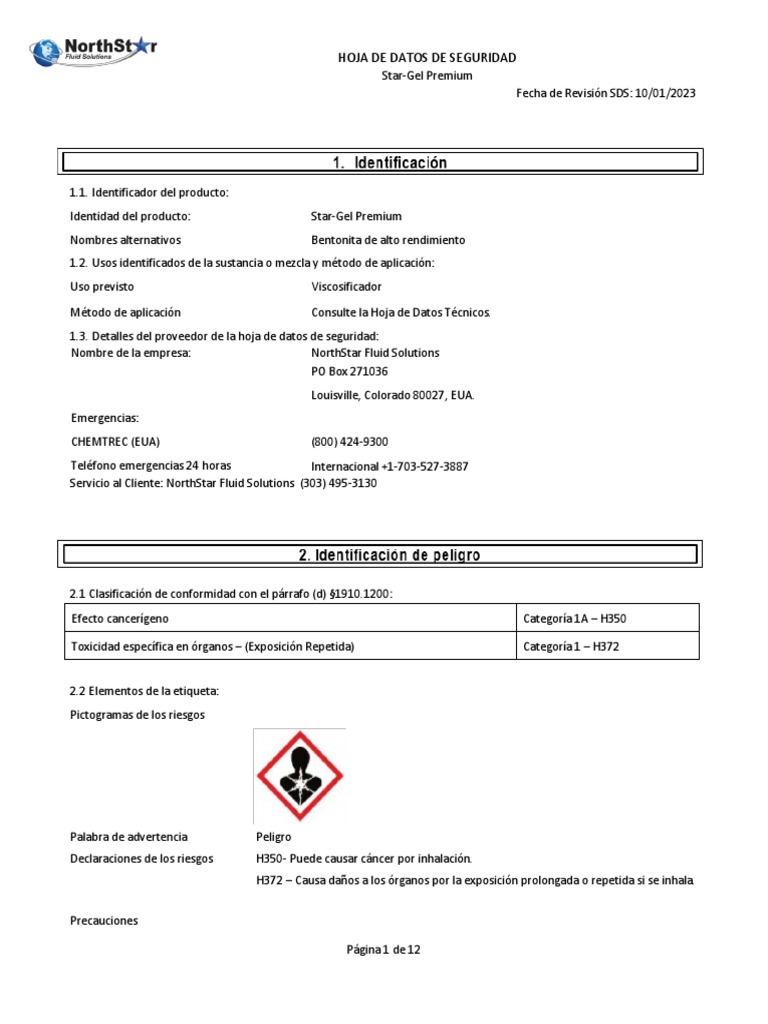 "Star-Gel Premium: Hoja de Seguridad" | PDF | Cáncer | Química