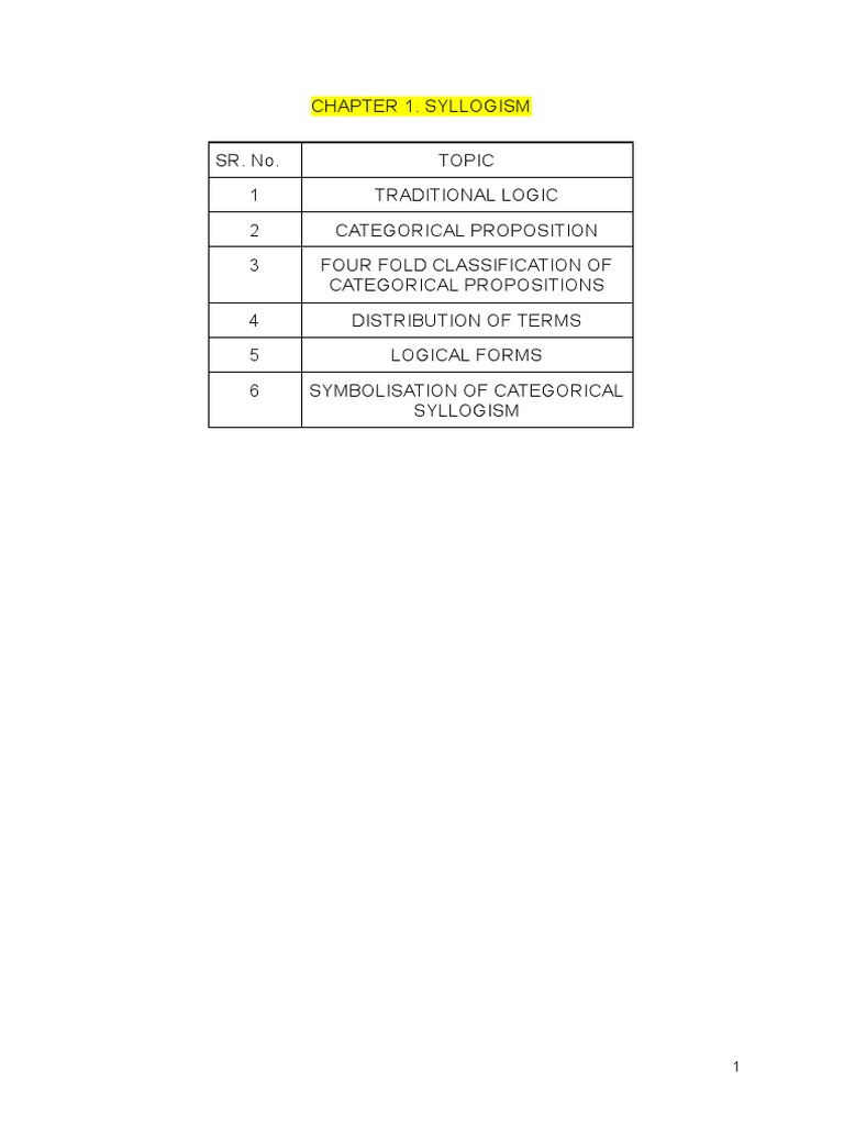Logic Chapter 1 Syllogism | PDF | Logic | Inference