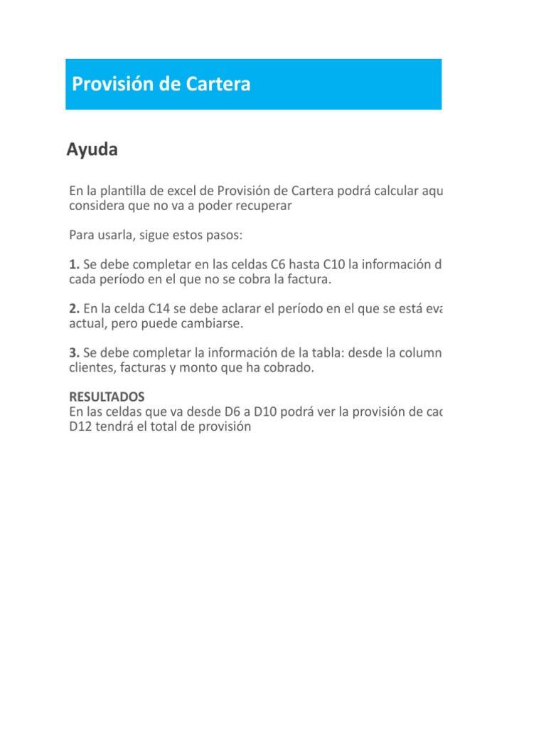 Provisión de Cartera | PDF