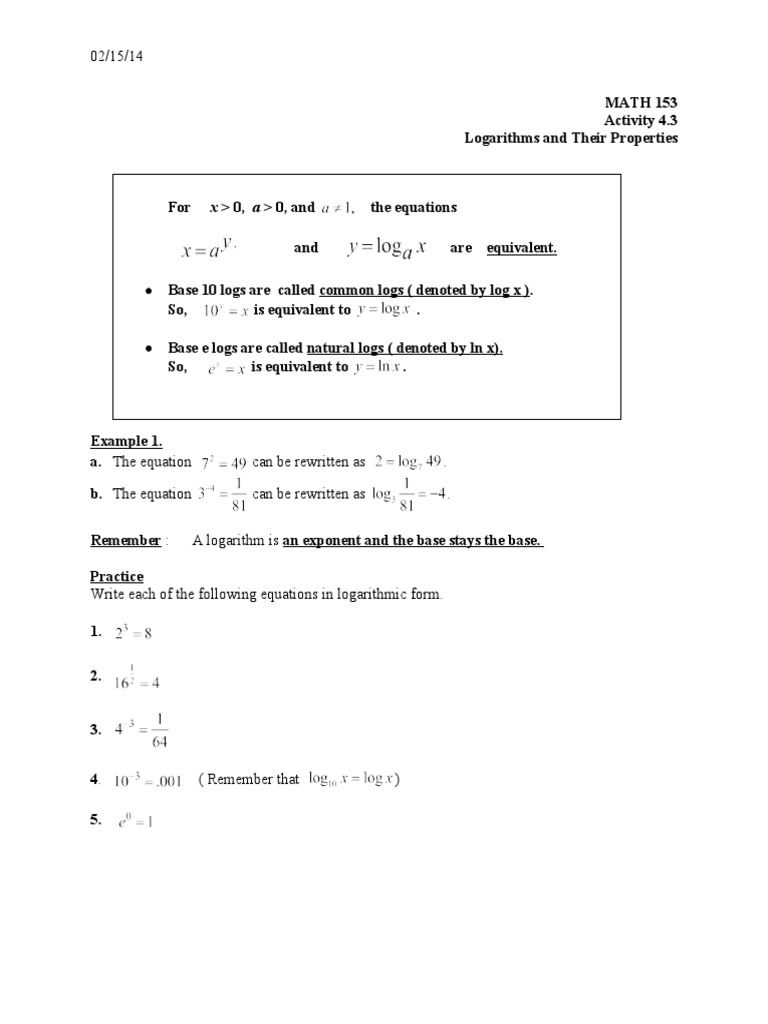 MATH 153-Activity 4.3 - 2-15-2014-1-1 | PDF