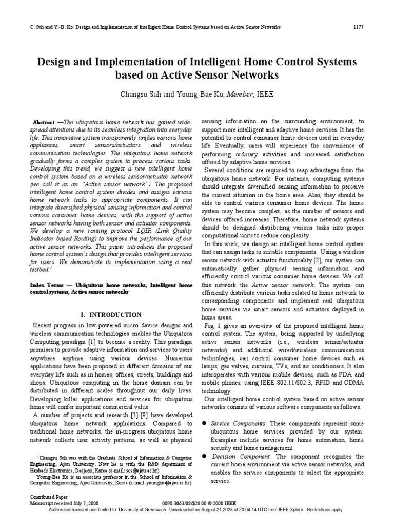 Design And Implementation Of Intelligent Home Control Systems Based On Active Sensor Networks