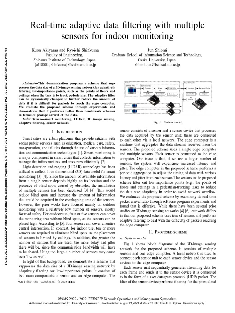 Real-Time Adaptive Data Filtering With Multiple Sensors For Indoor Monitoring | PDF | Computer ...