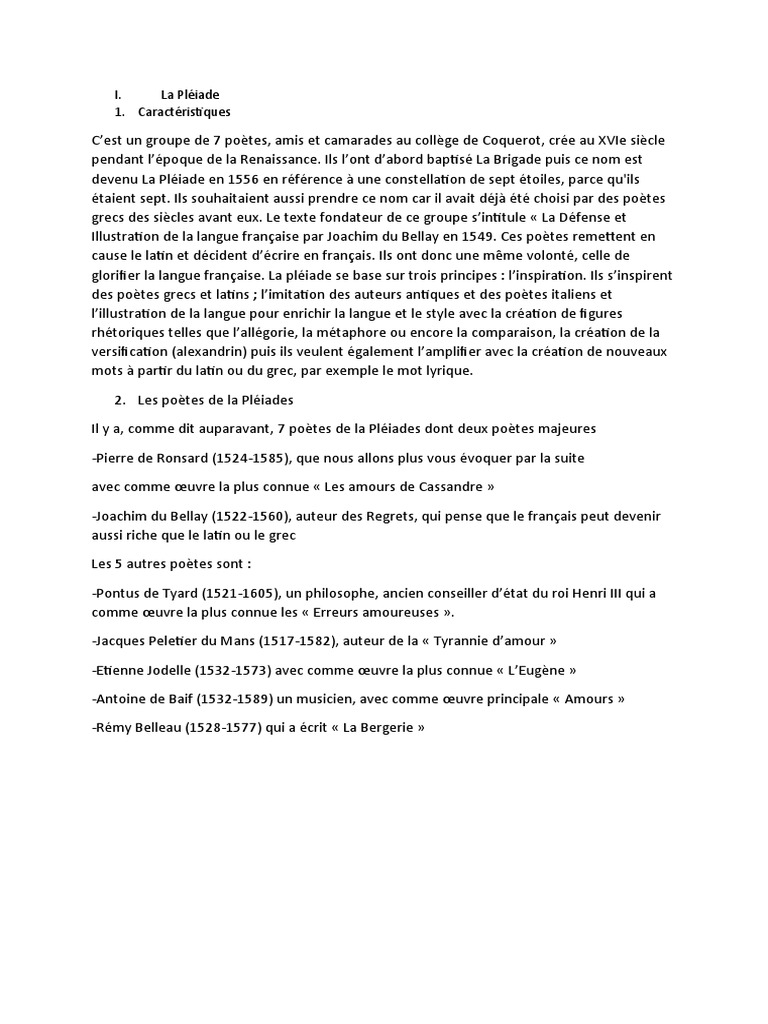 La Pléiade : Poètes de la Renaissance | PDF | Histoire | Classiques