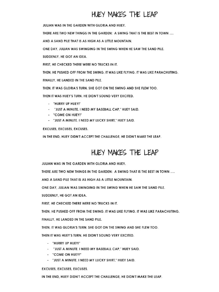 Huey Makes The Leap Script | PDF