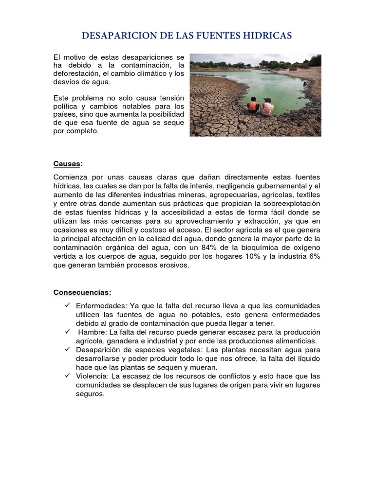 Desaparicion de Las Fuentes Hidricas | PDF