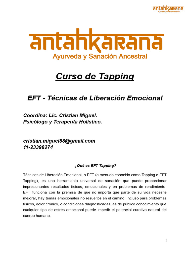 Curso Intensivo de EFT Tapping | PDF | Las emociones | Acupuntura
