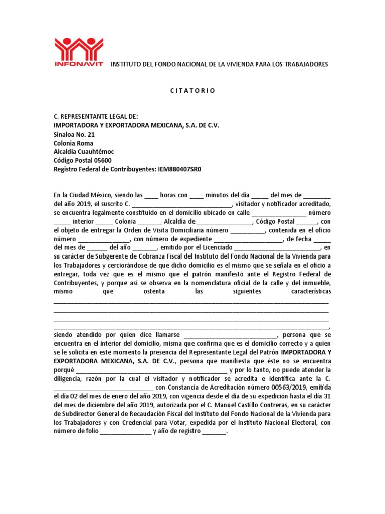 Acta Inicial de Visita Domiciliaria Ejercicio | PDF | México | Contabilidad
