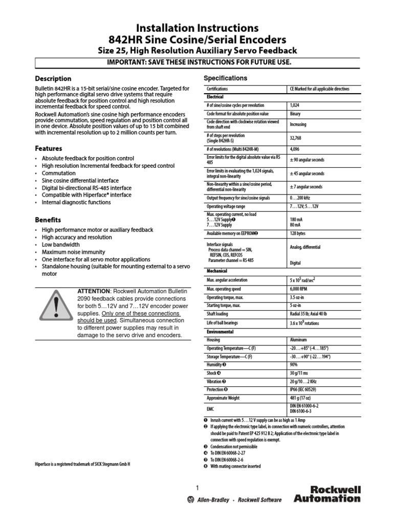 Encoder Allen Bradley | PDF | Feedback | Electric Motor