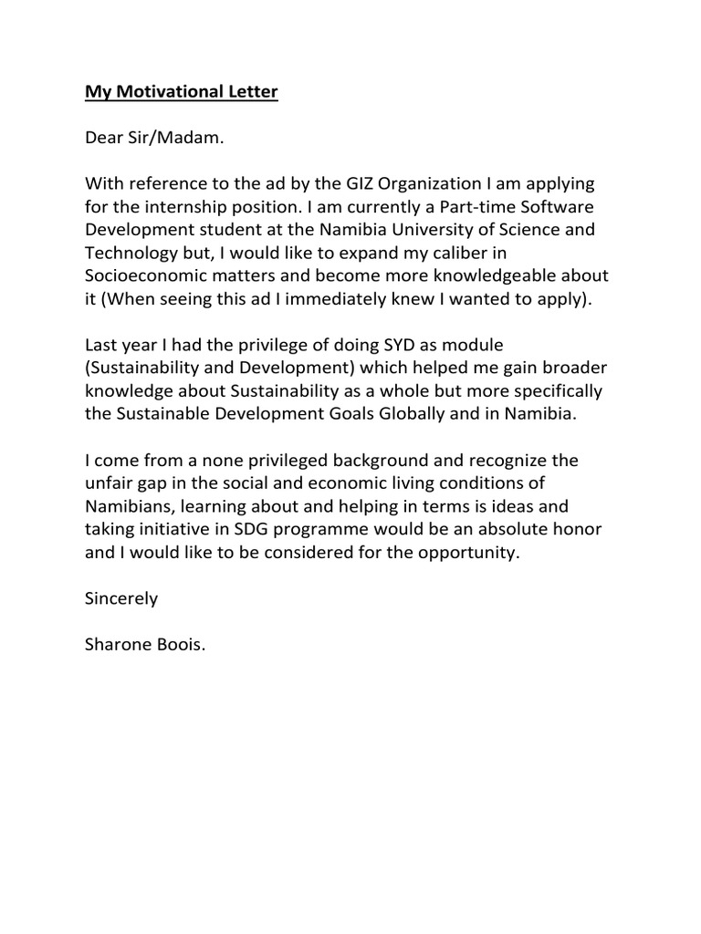 Motivational Letter | PDF