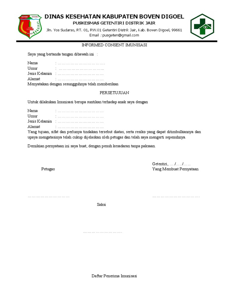 Informed Consent Imunisasi | PDF
