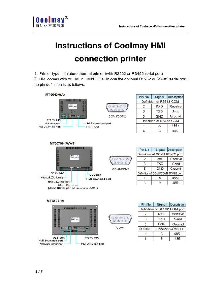 Instructions of HMI Connecting Printer | PDF | String (Computer Science) | Printer (Computing)