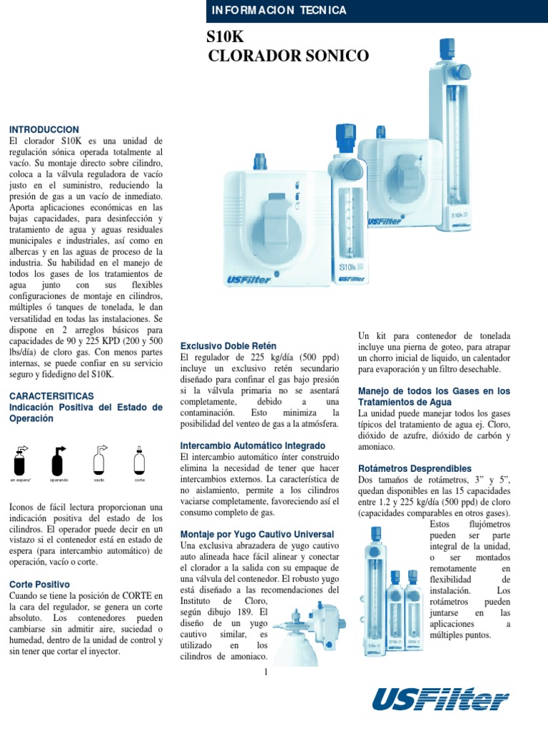 Clorador S10K: Dosificación de Gas Cloro | PDF | Agua | Gases