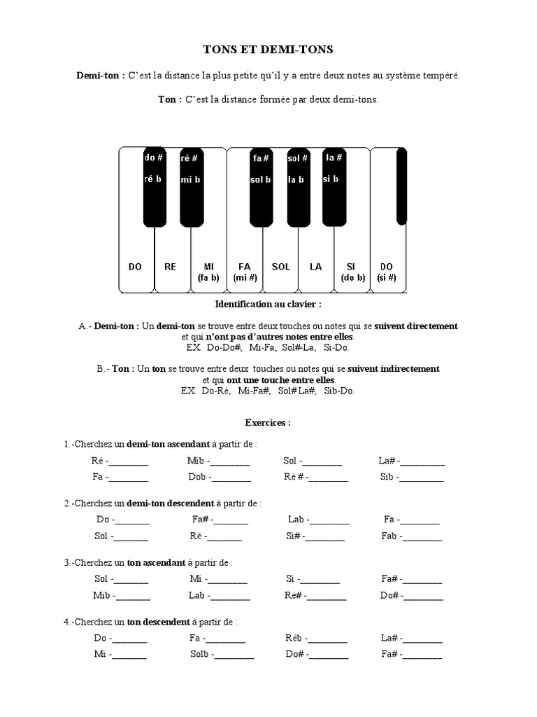 Distances musicales : tons et demi-tons | PDF