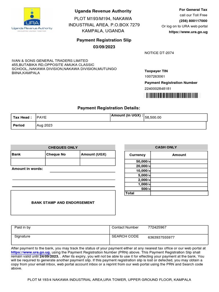 Renderrtnprnreceipt Ivan August Paye | PDF | Payments | Cheque