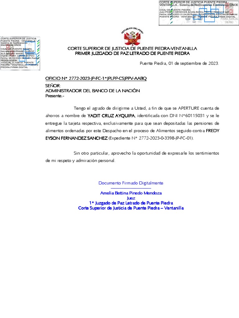 Oficio Al Banco | PDF | Ley Pública | Instituciones gubernamentales